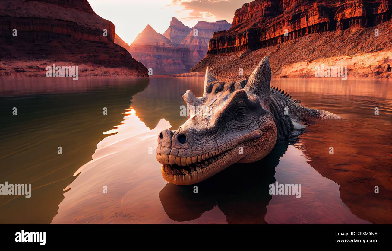Prehistoric creature in water Stock Photo - Alamy