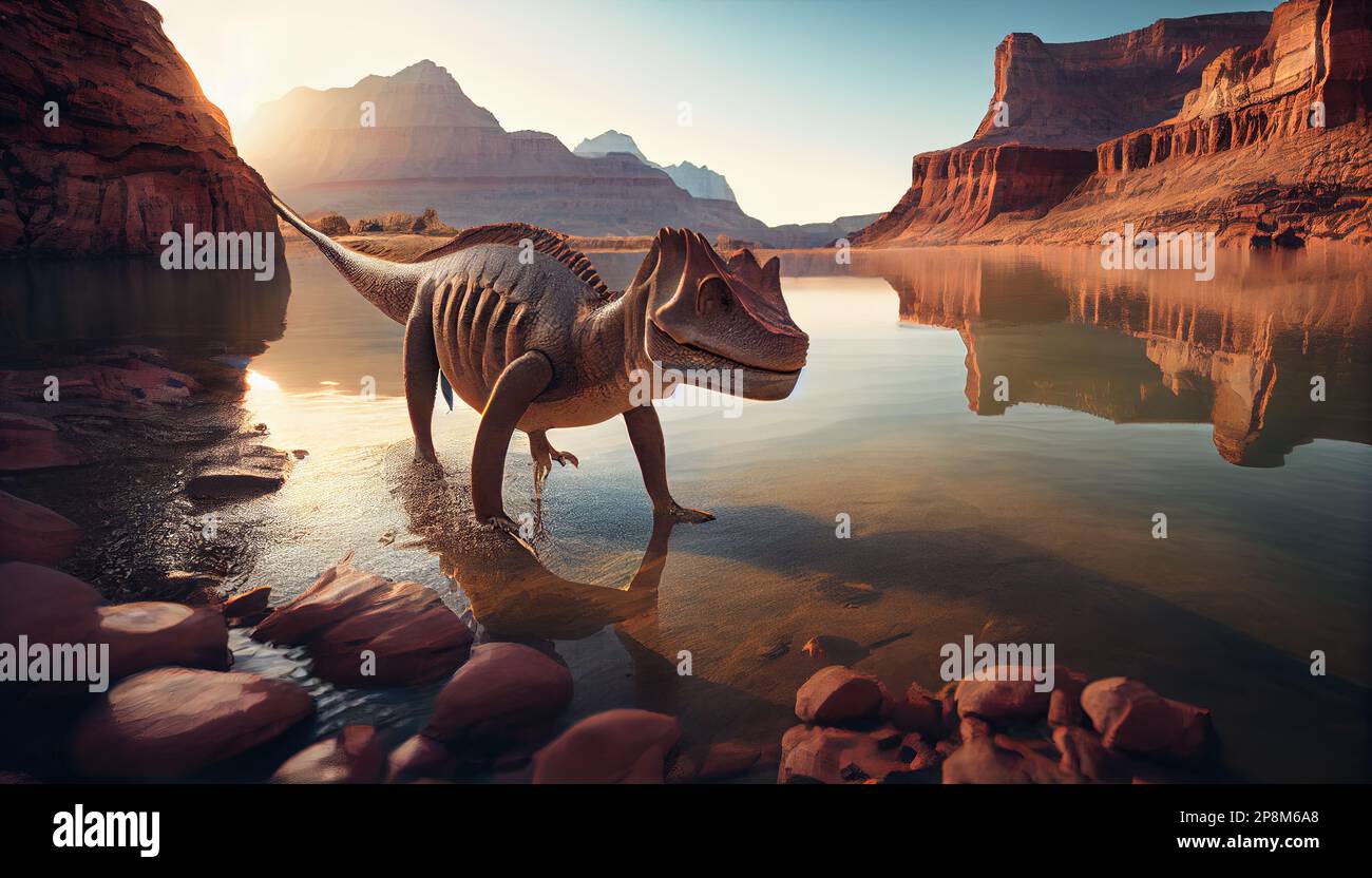 Prehistoric creature in water Stock Photo - Alamy