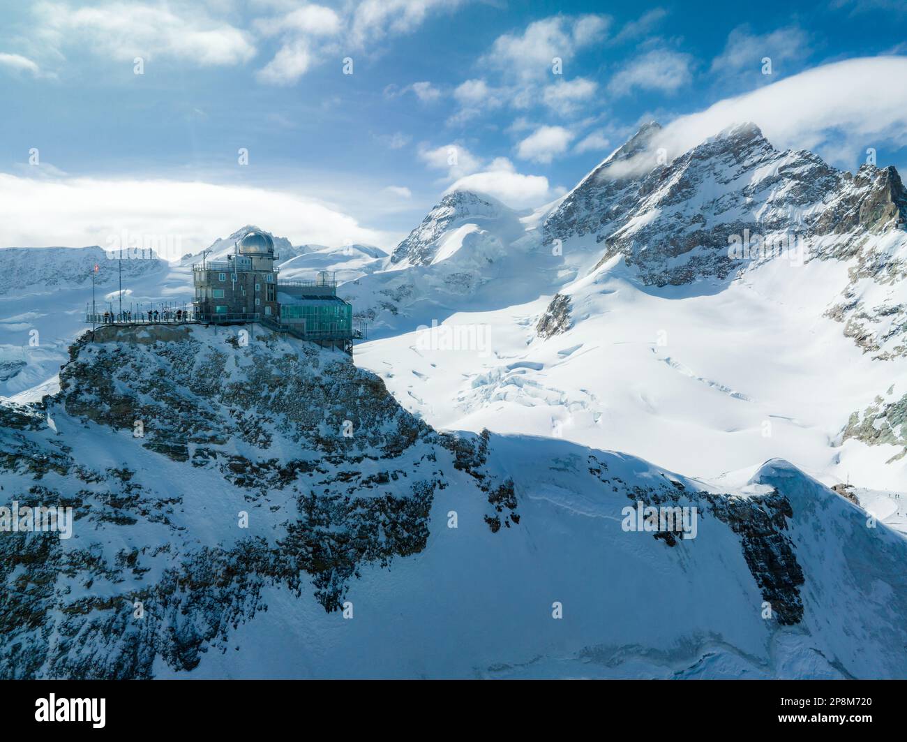 Aerial panorama view of the Sphinx Observatory on Jungfraujoch - Top of Europe Stock Photo - Alamy