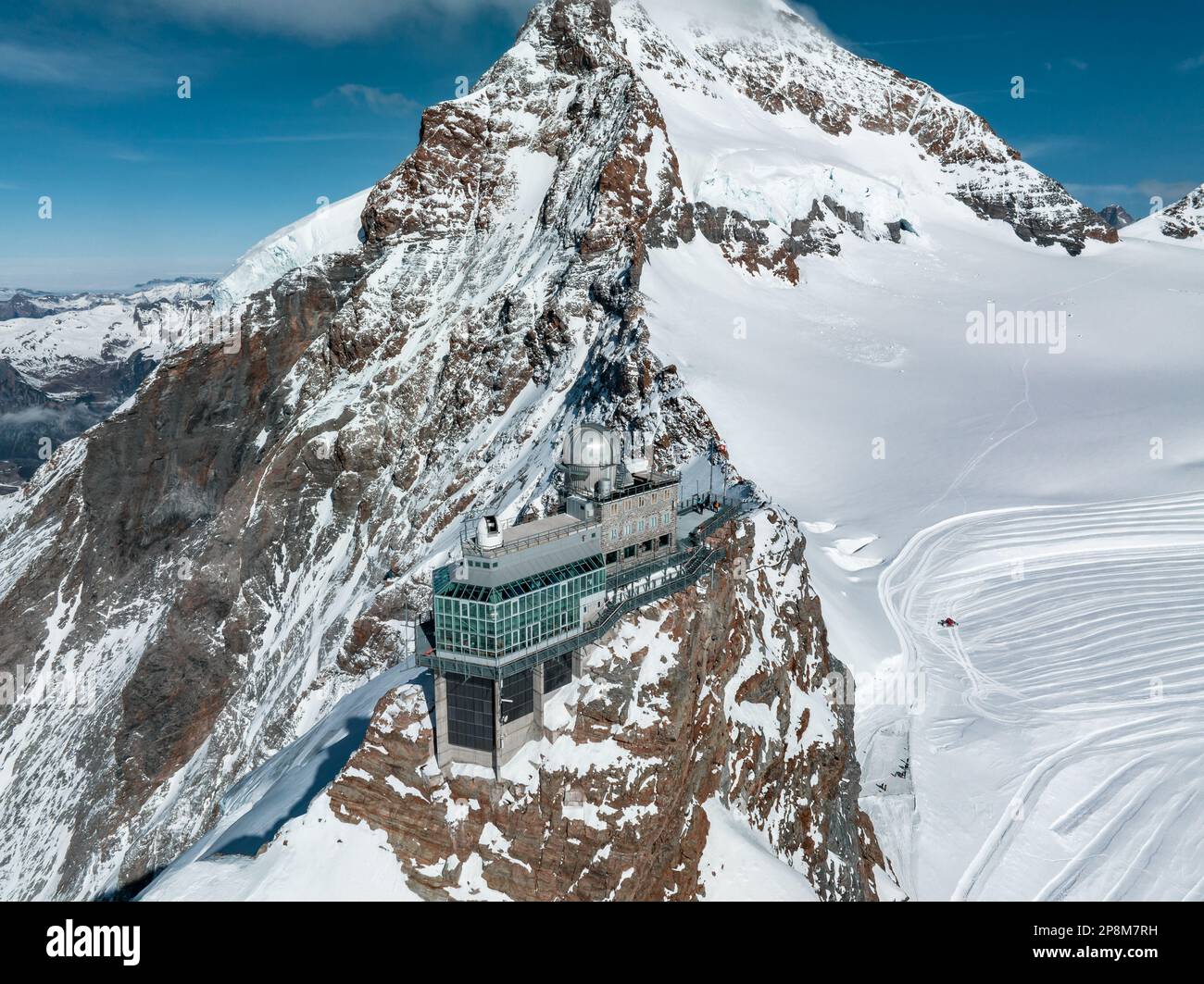 Aerial panorama view of the Sphinx Observatory on Jungfraujoch - Top of Europe Stock Photo - Alamy