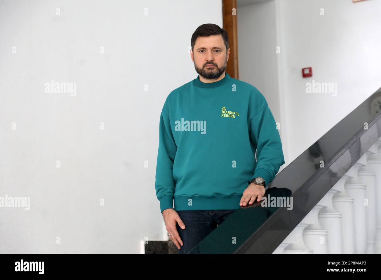 KYIV, UKRAINE - MARCH 9, 2023 - Mariupol city head Vadym Boichenko gives an interview to a ...