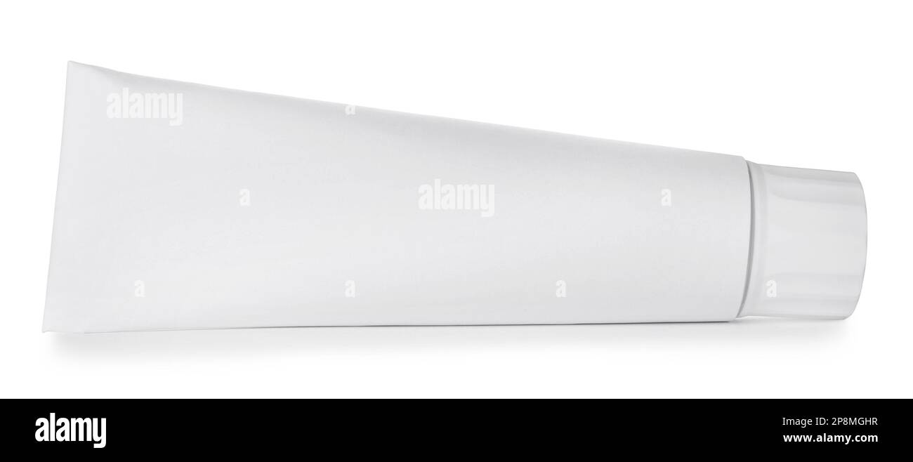 Blank tube of toothpaste isolated on white Stock Photo - Alamy