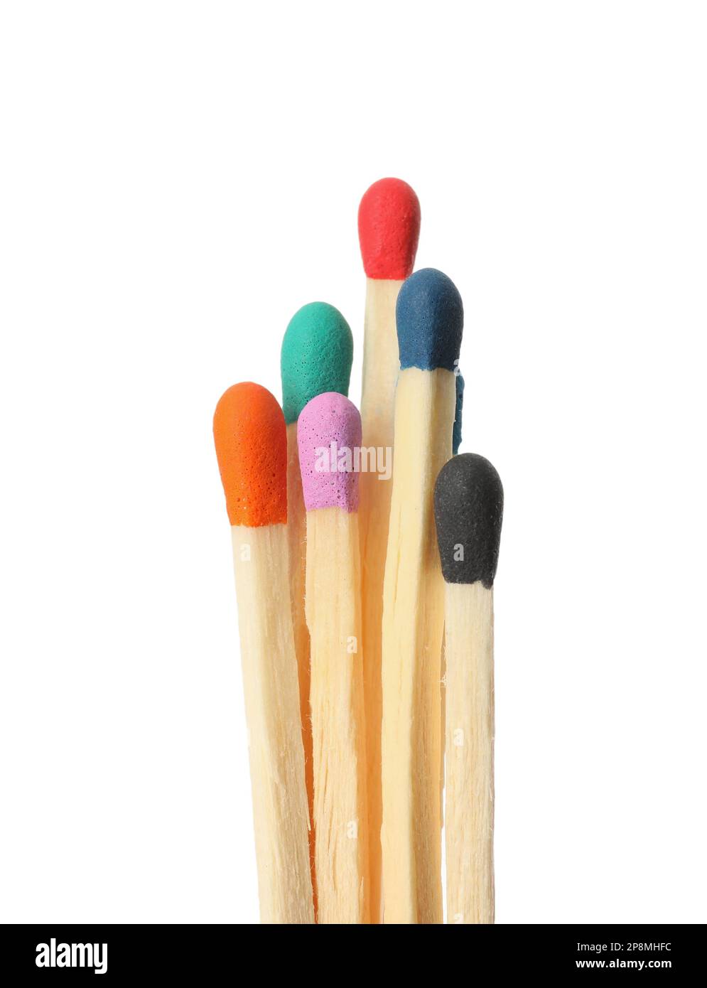 Matches with colorful heads on white background Stock Photo - Alamy