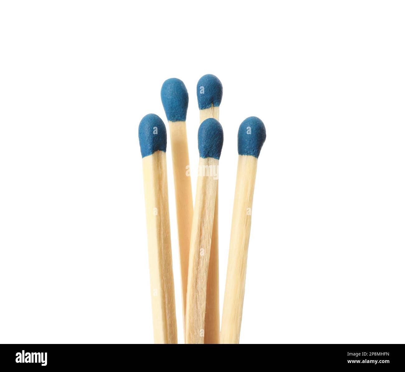 Matches with blue heads on white background Stock Photo - Alamy