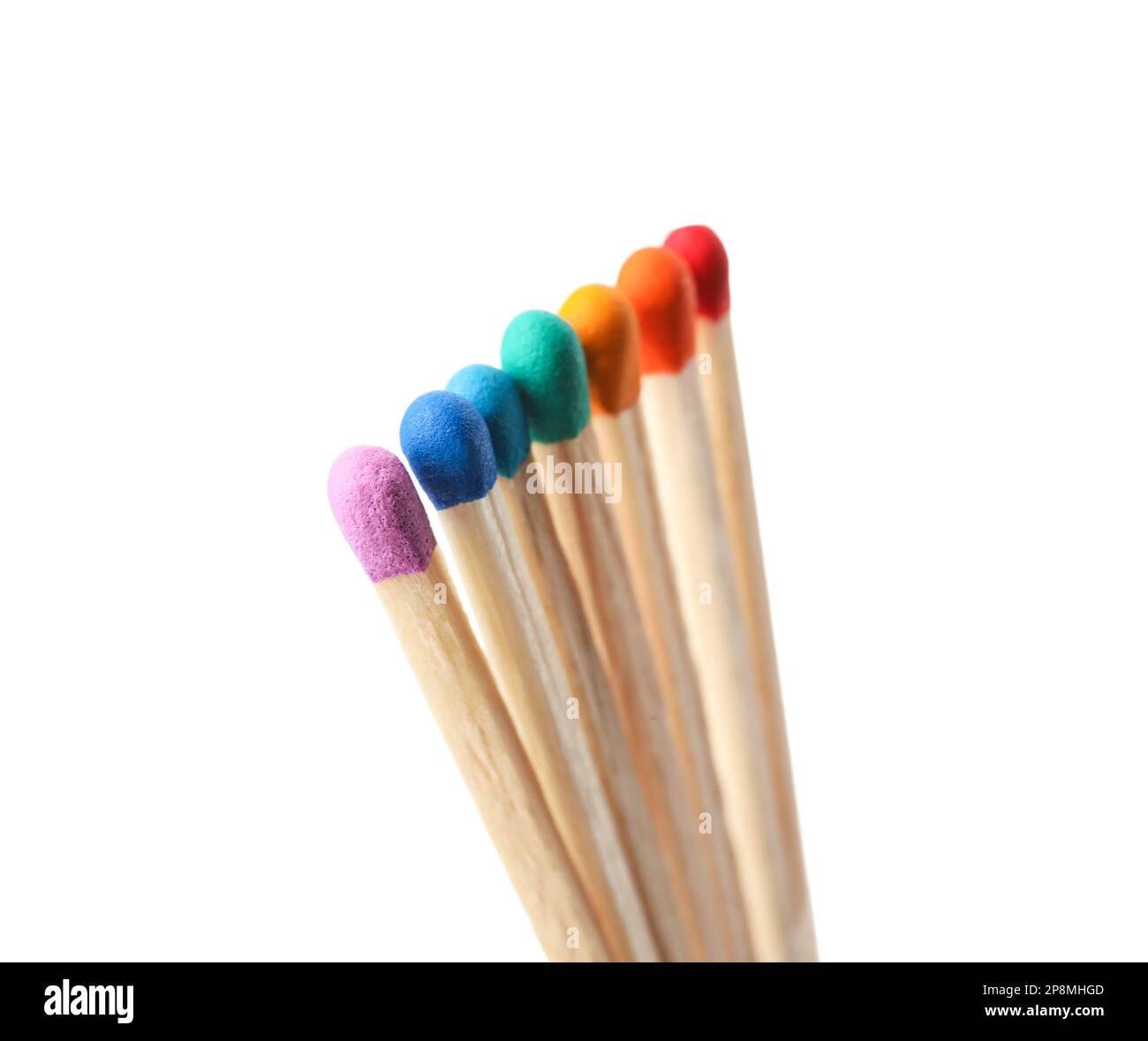 Matches with colorful heads on white background Stock Photo - Alamy