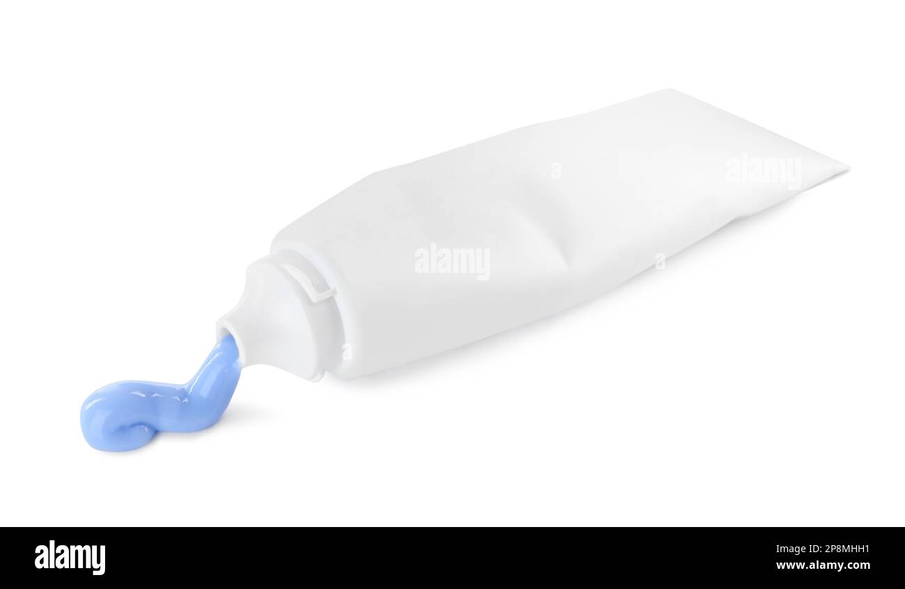Tube with toothpaste on white background. Dental care Stock Photo - Alamy