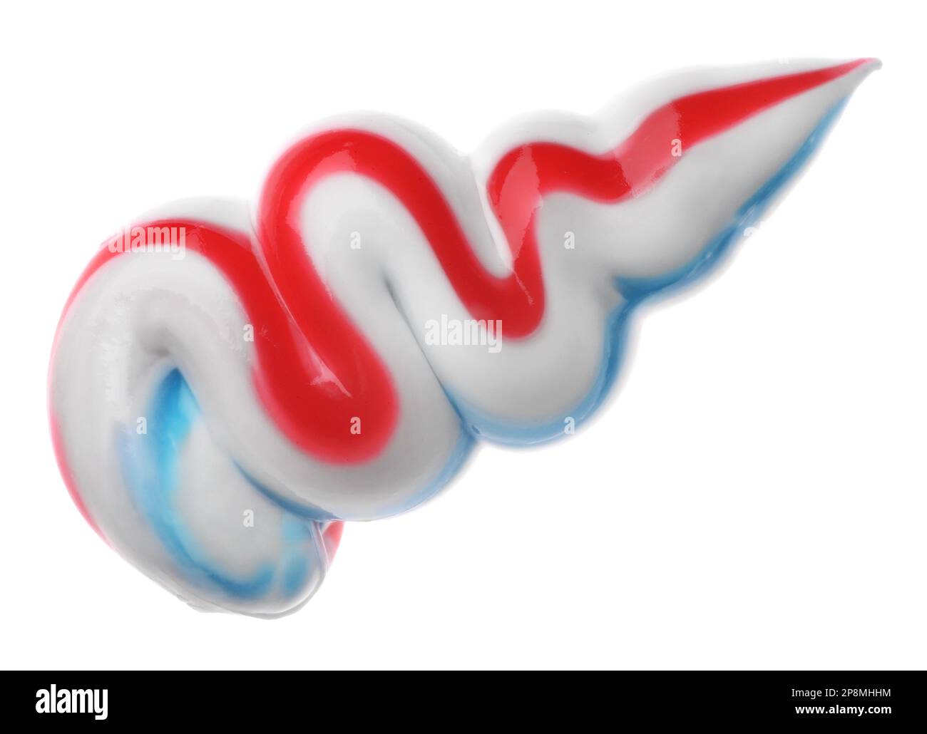 Smear of colorful toothpaste isolated on white, top view Stock Photo ...
