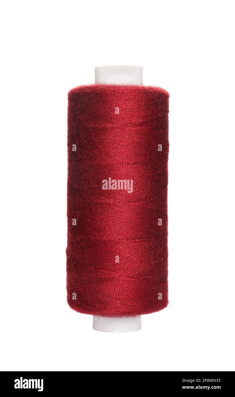 Spool of burgundy sewing thread isolated on white Stock Photo - Alamy