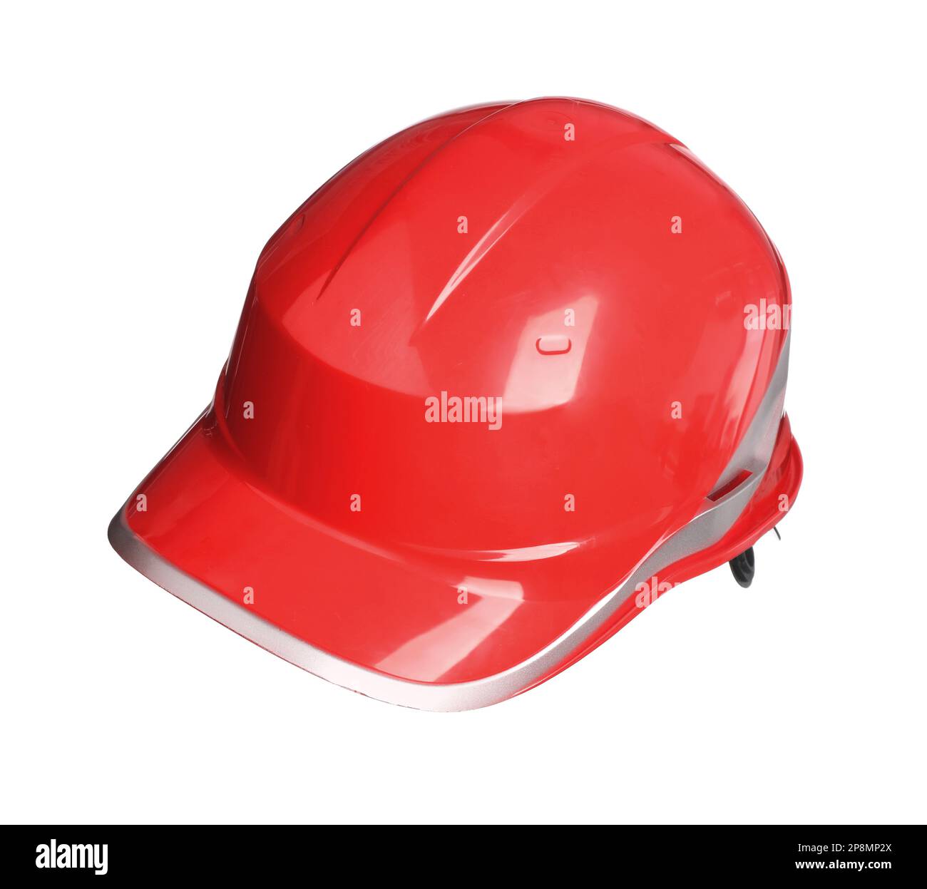 Red protective hard hat isolated on white. Safety equipment Stock Photo ...