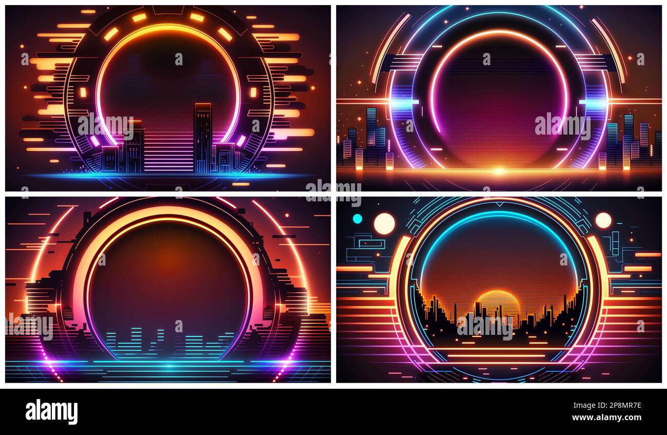 Retrowave neon background Cut Out Stock Images & Pictures - Alamy