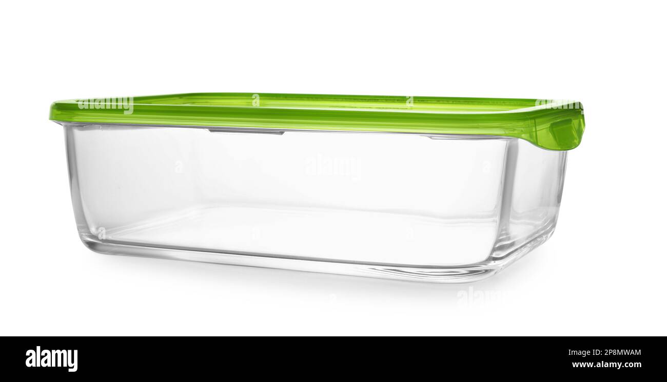 Empty glass container for food isolated on white Stock Photo - Alamy