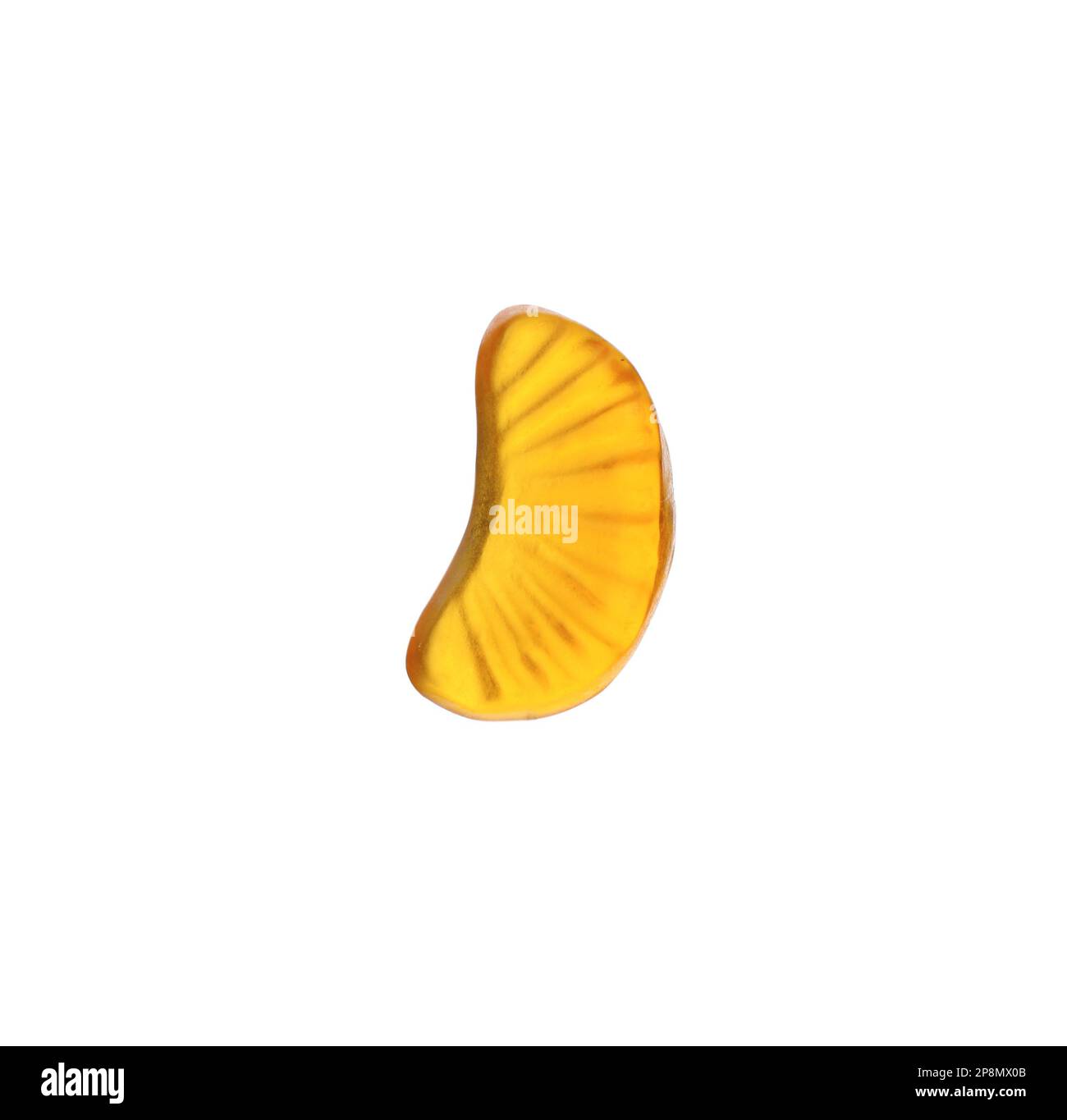Tasty jelly candy in shape of orange slice isolated on white Stock ...