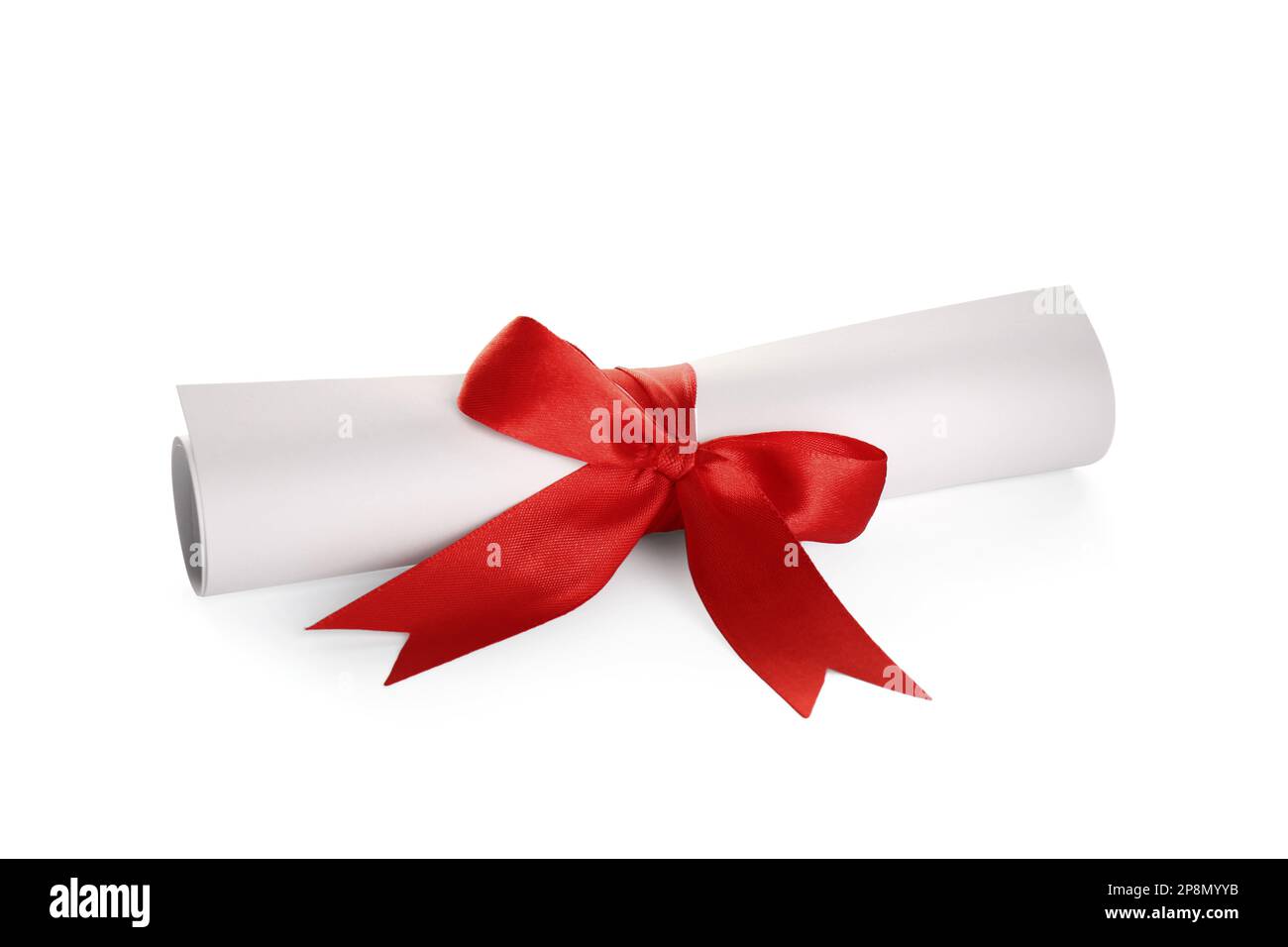 Rolled student's diploma with red ribbon isolated on white Stock Photo ...