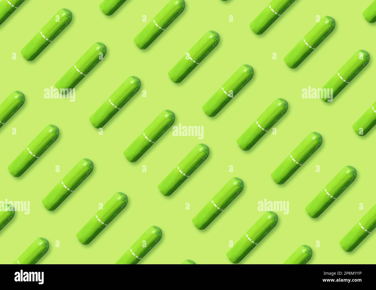 Many tampons on light green background, flat lay Stock Photo - Alamy