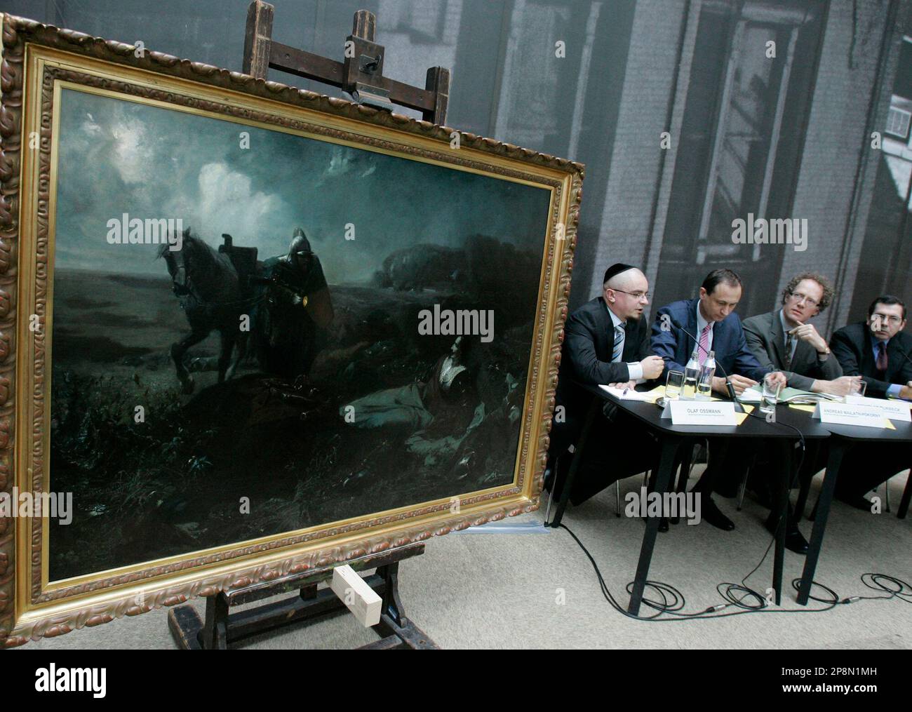 A news conference before the restitution of the painting "Pappenheim's ...