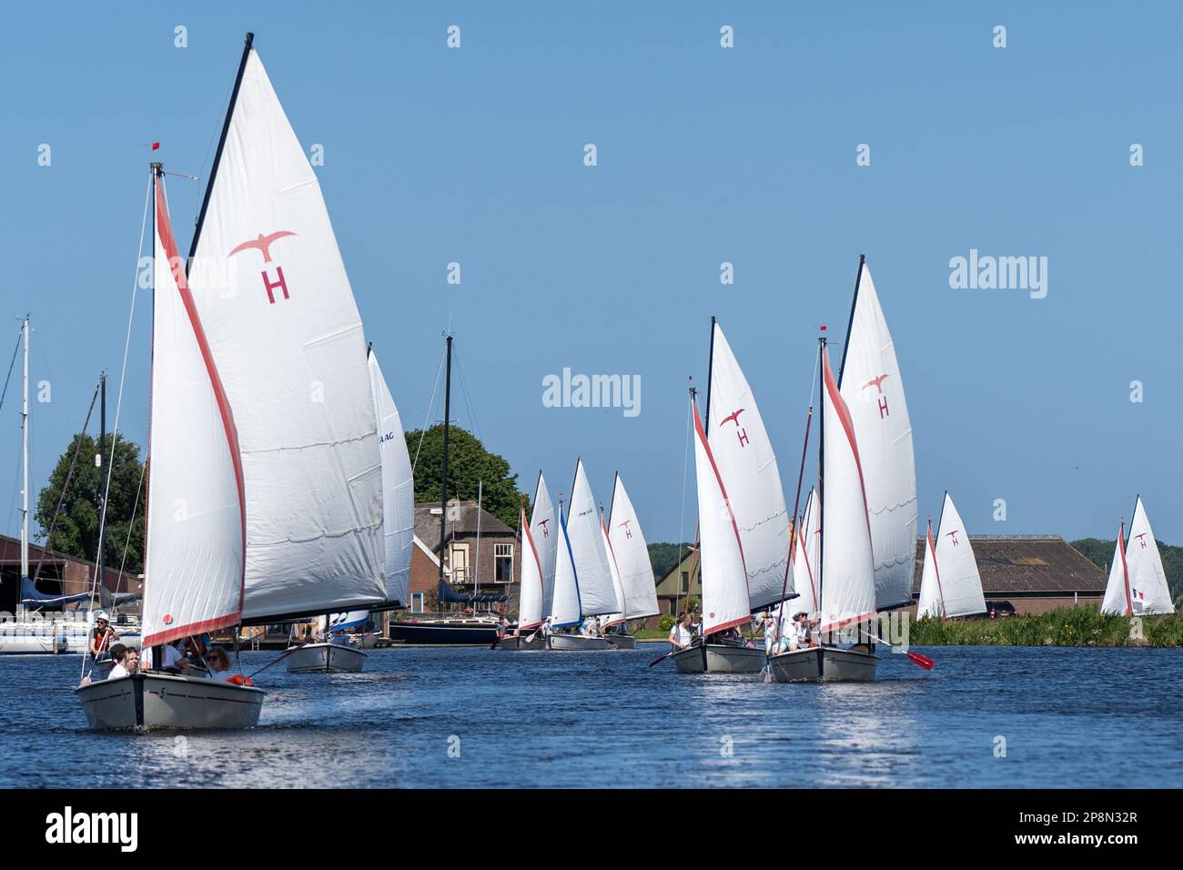 The sailing boats on a lake near Leiden during a sailing competition in ...