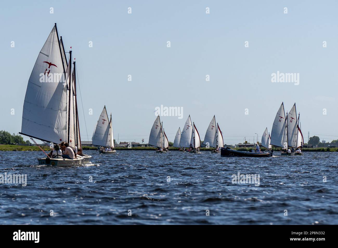 The sailing boats on a lake near Leiden during a sailing competition in ...