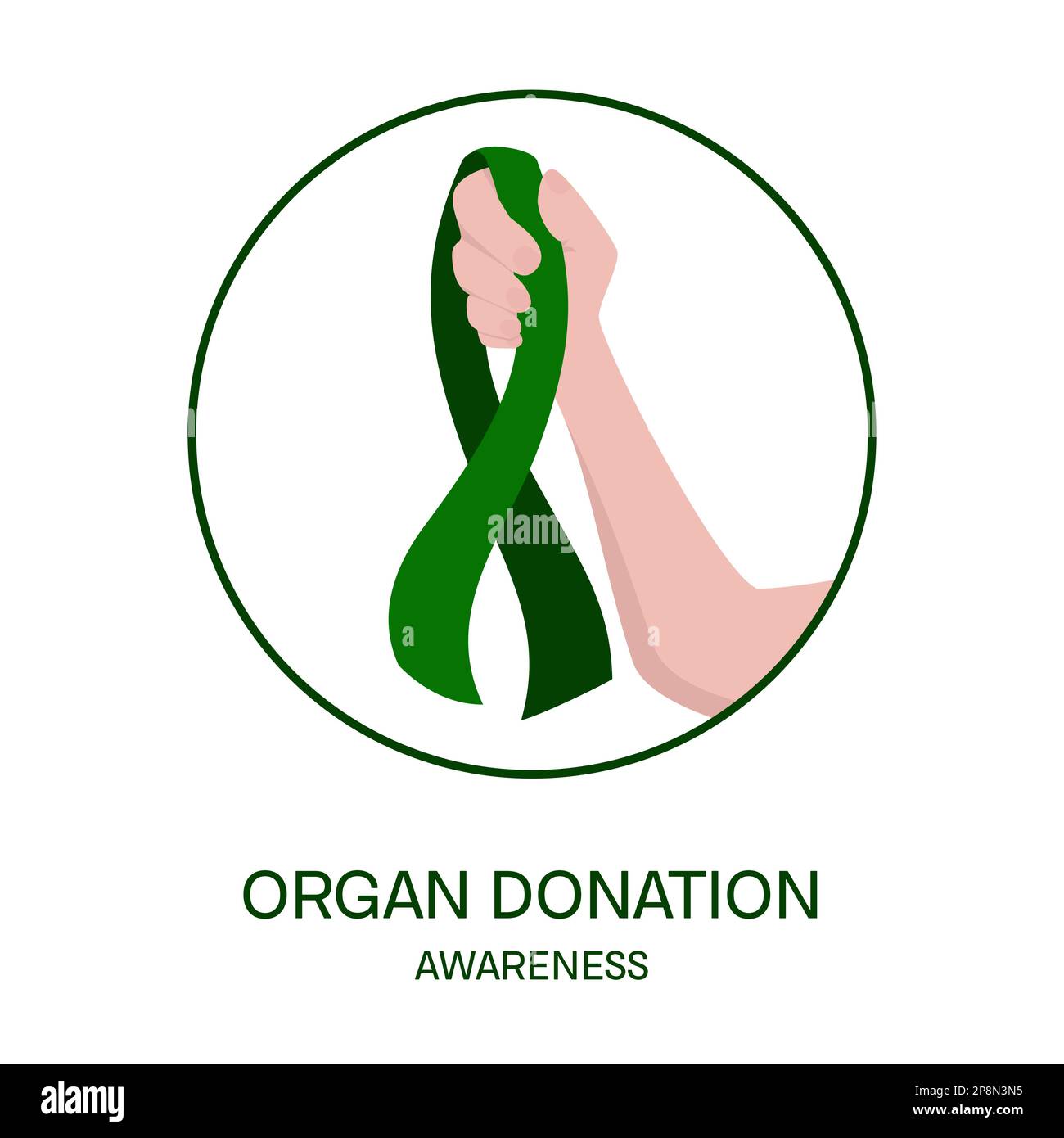 Organ donation awareness ribbon in hand medical illustration Stock ...