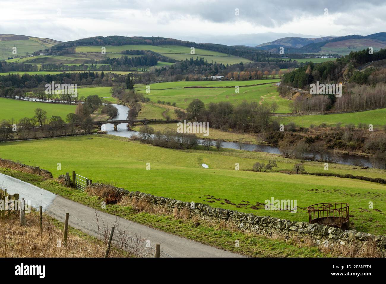 The River Tweed just west of Peebles, Scottish Borders, Scotland Stock ...