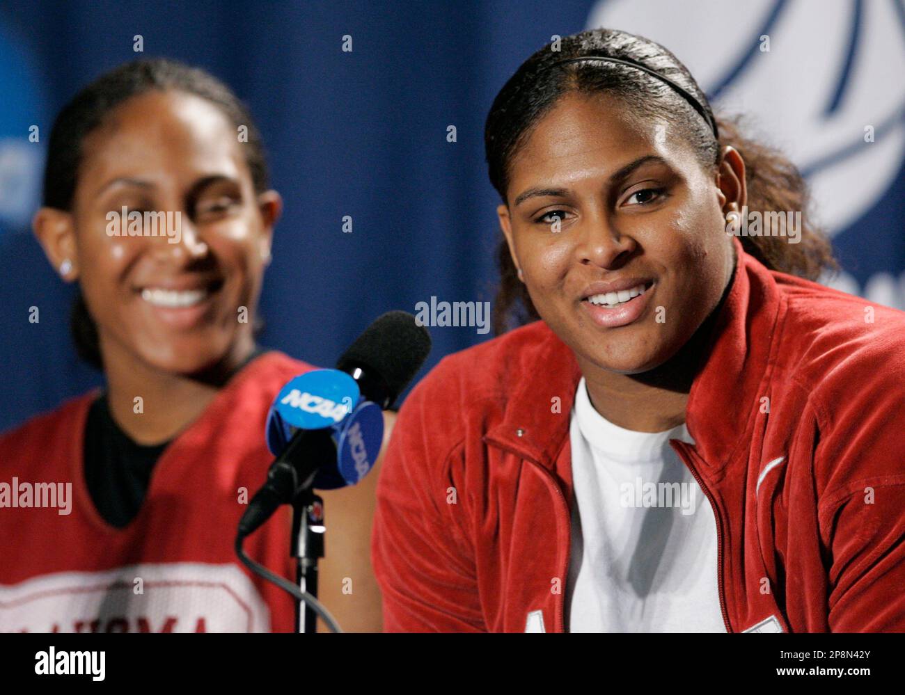 Oklahoma's Courtney Paris, right, and her sister Ashley Paris during a ...