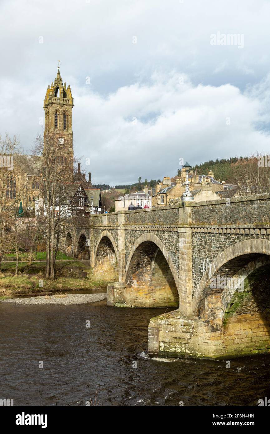 The Tweed Bridge over the River Tweed in Peebles, Scotland Stock Photo ...