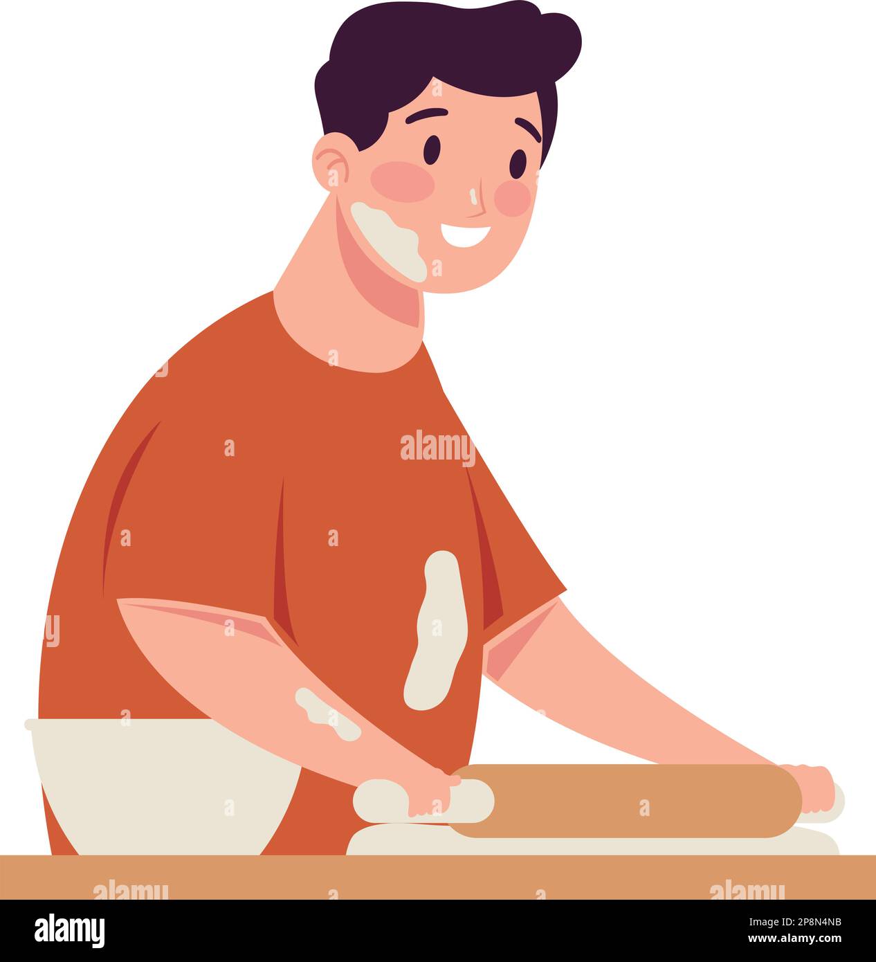 man cooking with wooden roll character Stock Vector Image & Art - Alamy