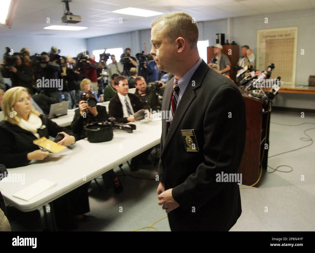 Chief Chris McKenzie of the Carthage Police holds a news conference ...