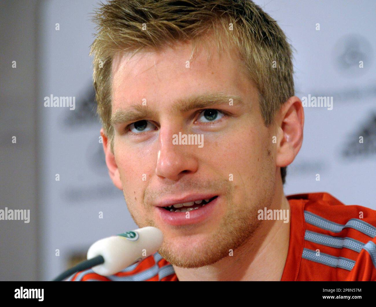 German national soccer player Per Mertesacker addresses the media ...