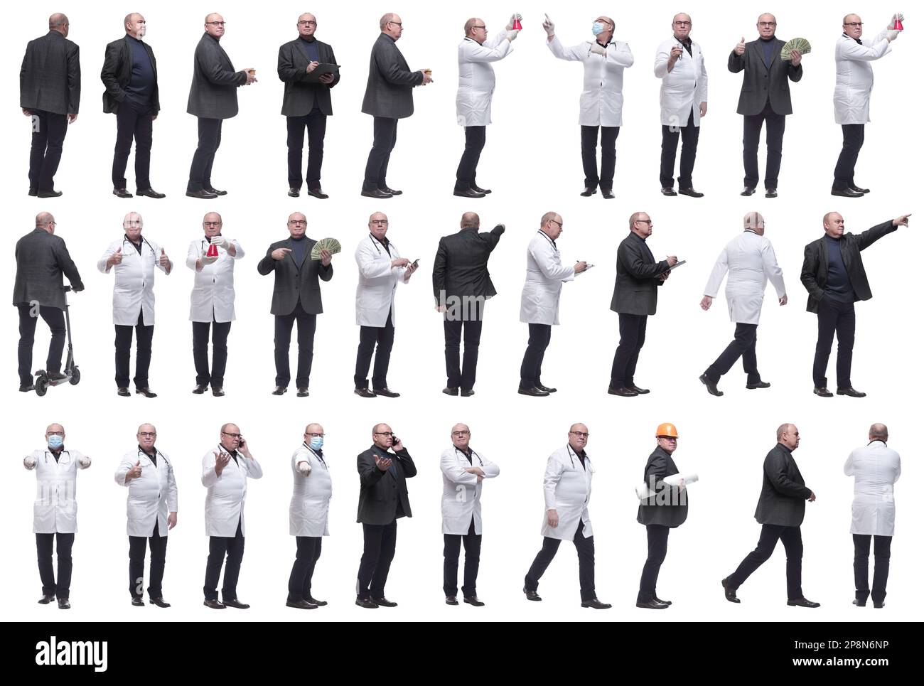 collage of a man in full growth displaying many professions and ...