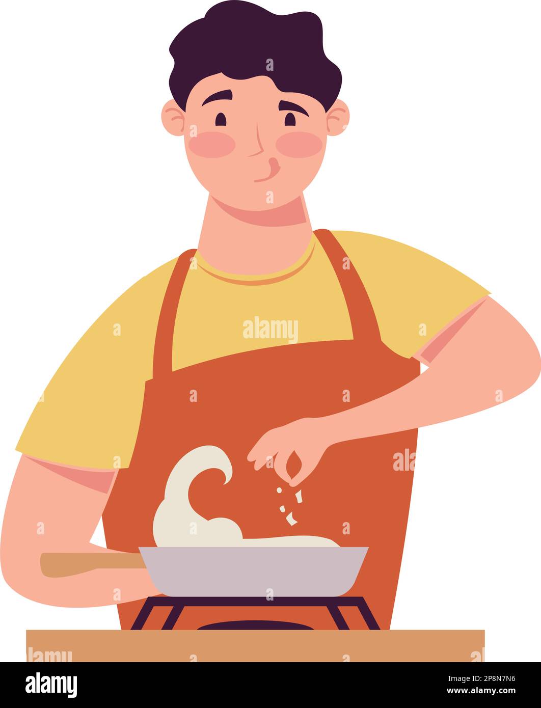 young man cooking with pan character Stock Vector Image & Art - Alamy