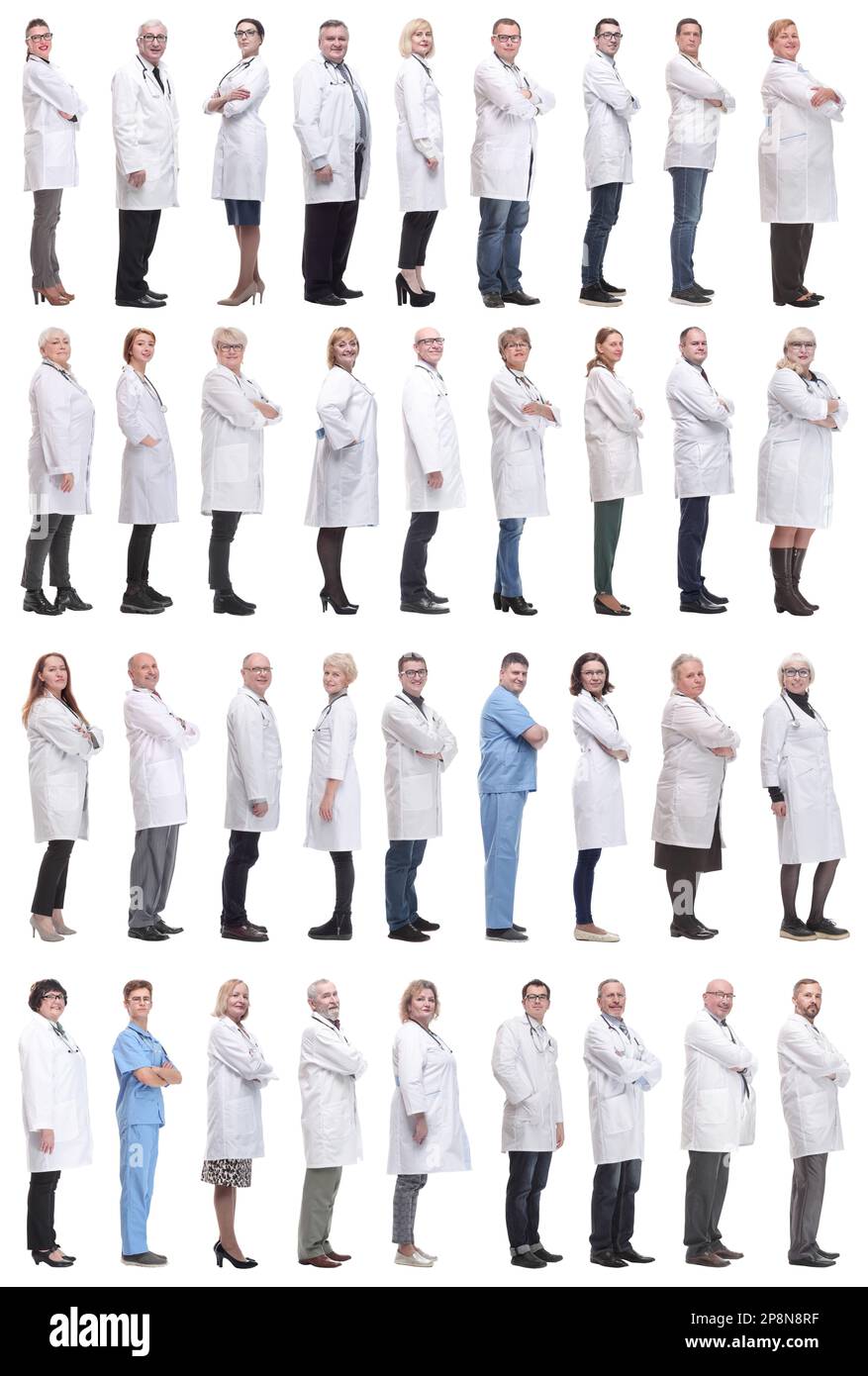 group of doctors in profile isolated on white Stock Photo - Alamy