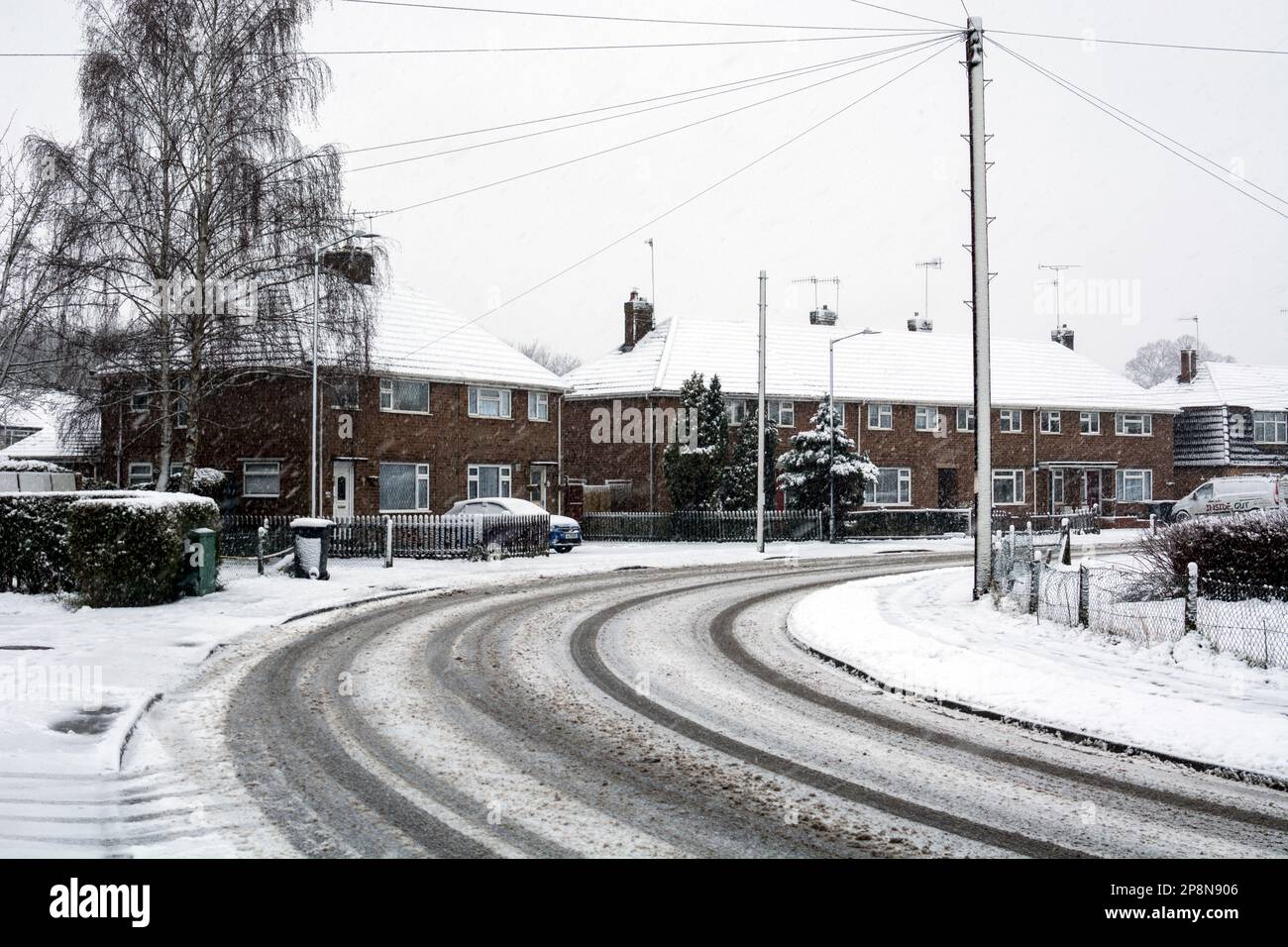 Housing in snowy weather, Warwick, Warwickshire, UK Stock Photo - Alamy