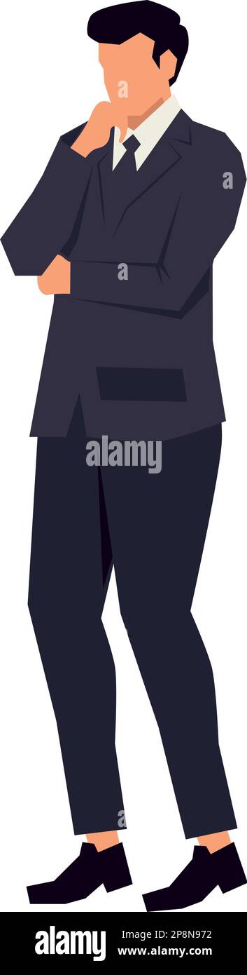 elegant businessman thinking position character Stock Vector Image ...