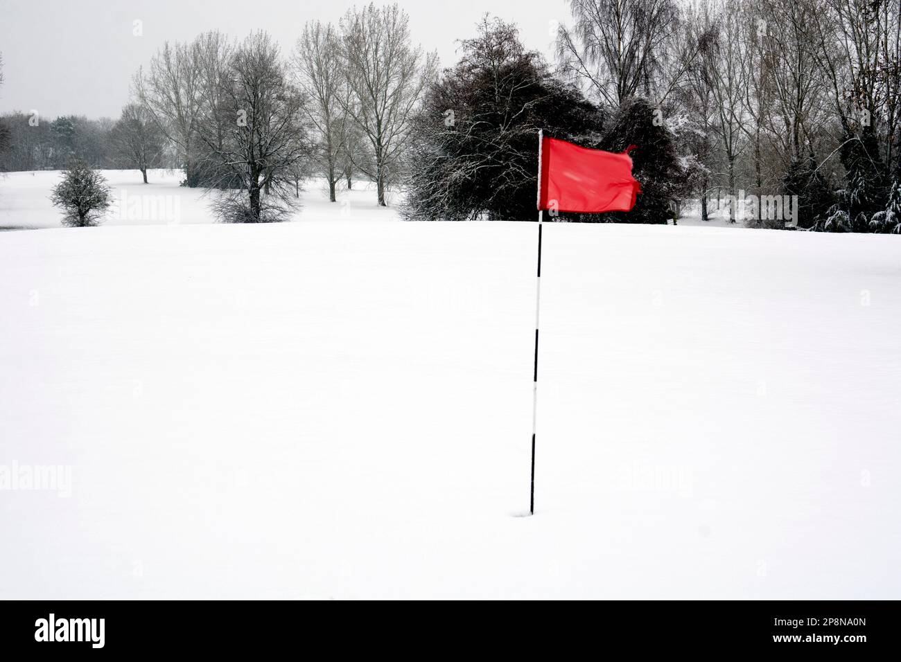 Warwick Golf Course in snowy weather, Warwickshire, England, UK Stock ...