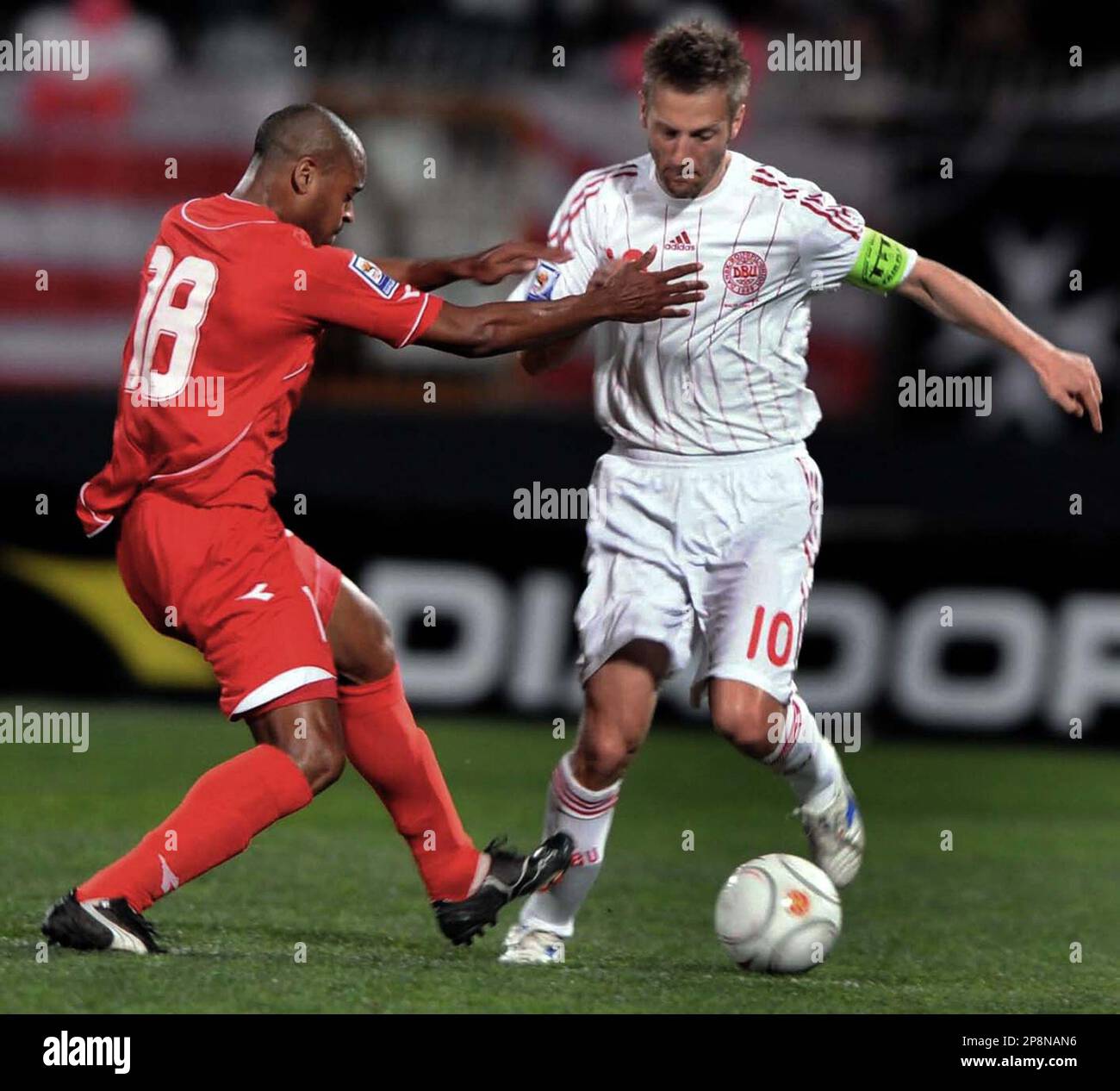 Malta's Jamie Pace, left, and Denmark's Martin Jorgensen, vie for the ...