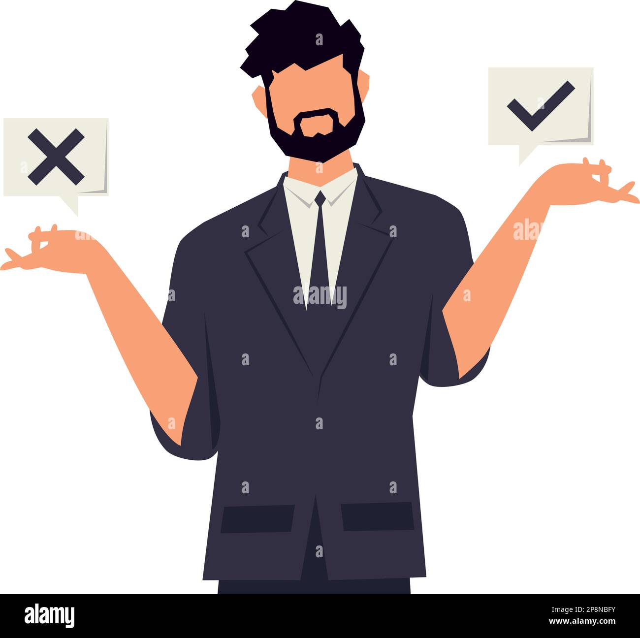 businessman with two choices character Stock Vector Image & Art - Alamy
