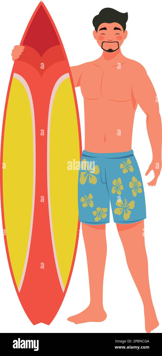 young man with surfboard character Stock Vector Image & Art - Alamy