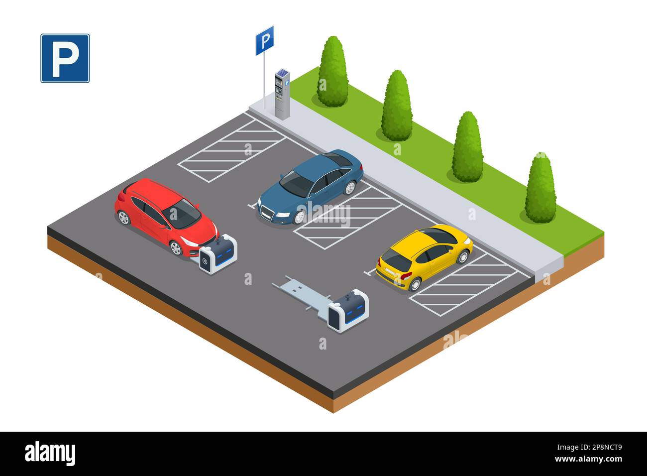 Isometric robot valet parking cars. Outdoor valet parking robot ... Isometric robot valet parking cars. Outdoor valet parking robot ...