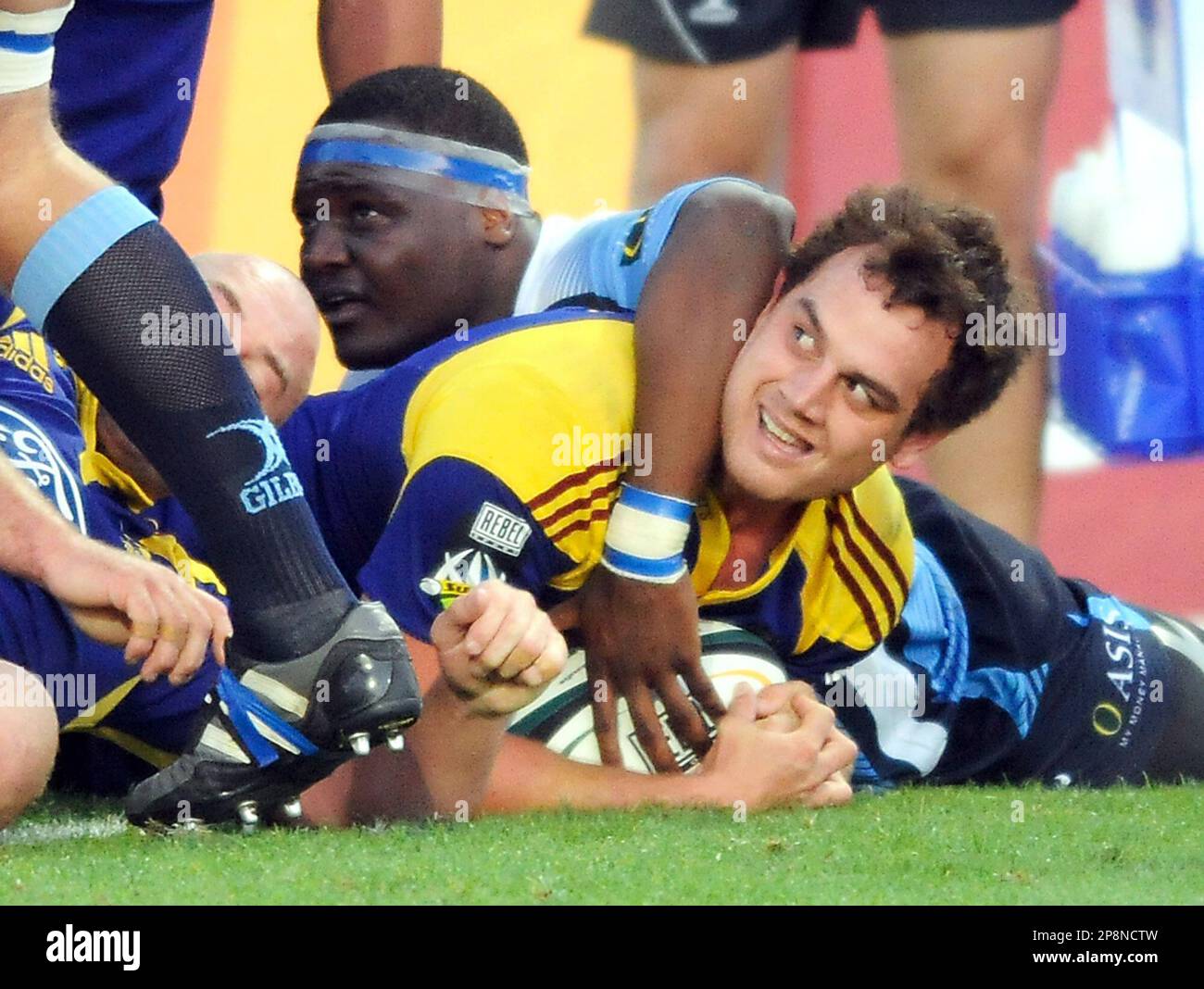 Highlanders' Israel Dagg scores a try against the Bulls in the Super 14 ...