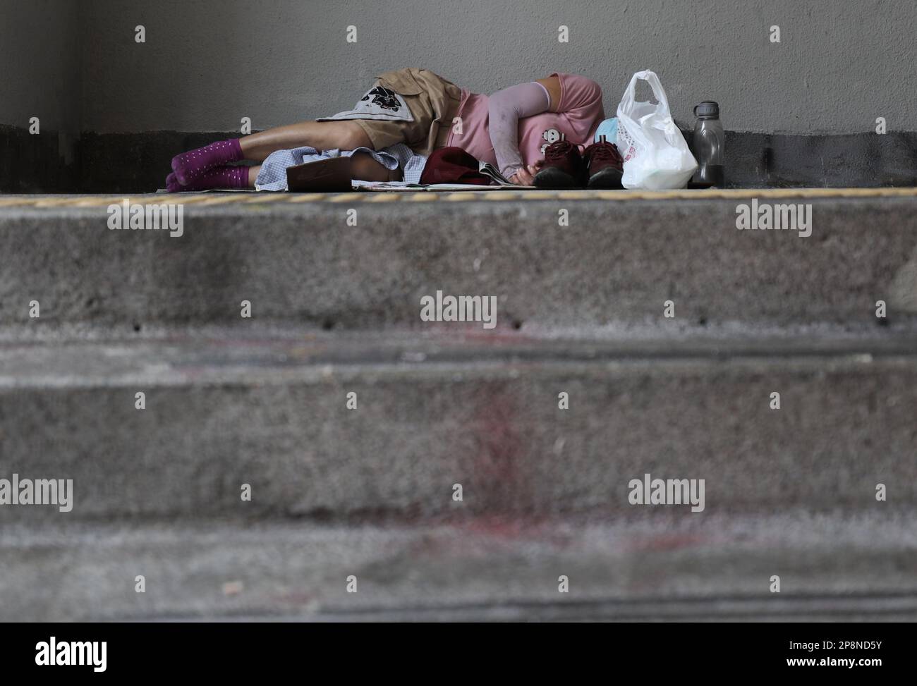 A Street sleeper in Sai Wan Ho. 29APR22 SCMP / Xiaomei Chen Stock Photo ...
