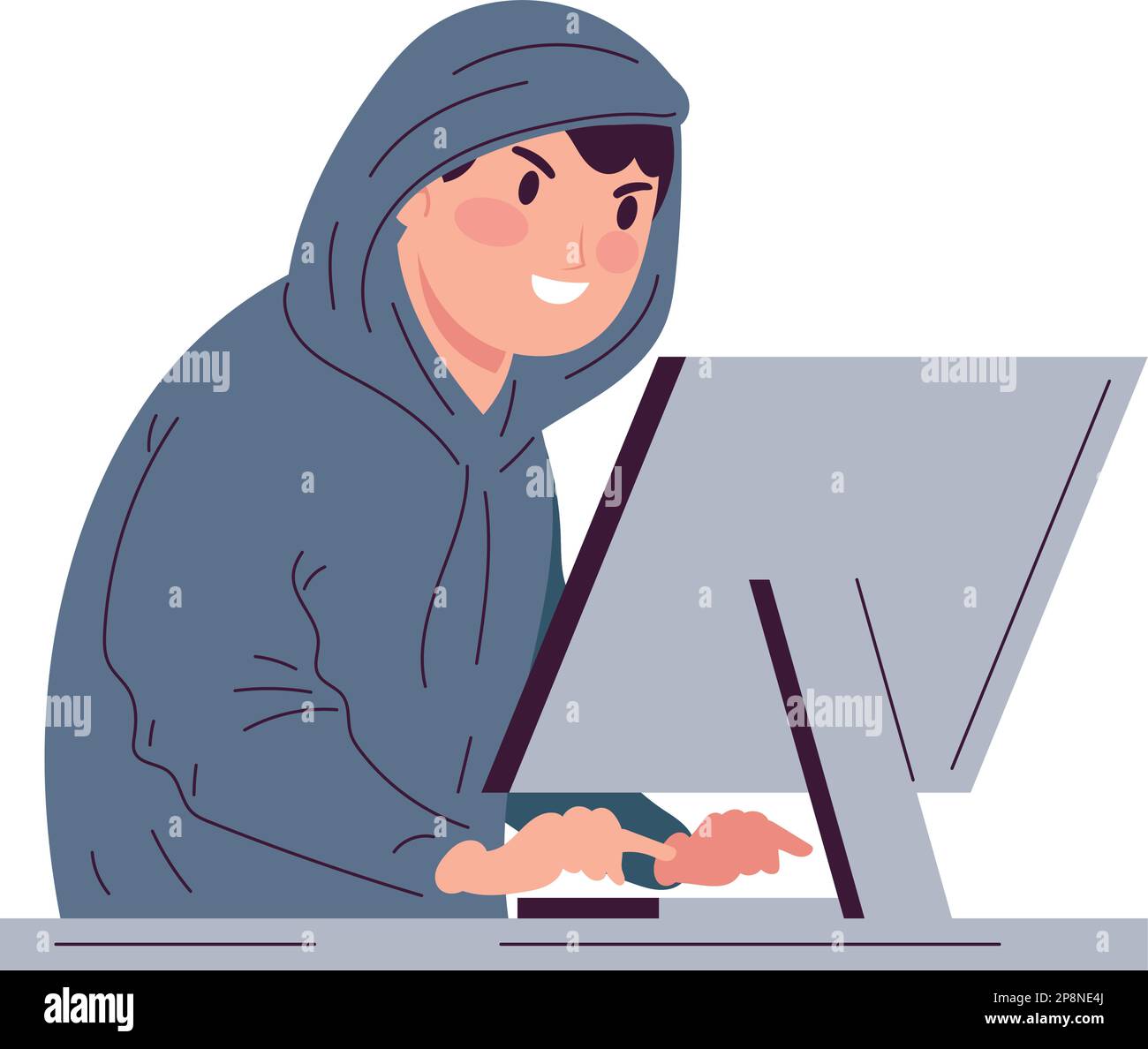hacker using desktop cyber fraud Stock Vector Image & Art - Alamy