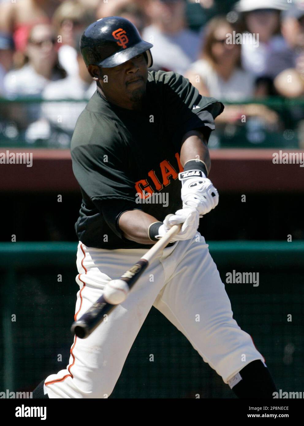 San Francisco Giants' Juan Uribe doubles to score Nate Schierholtz off ...