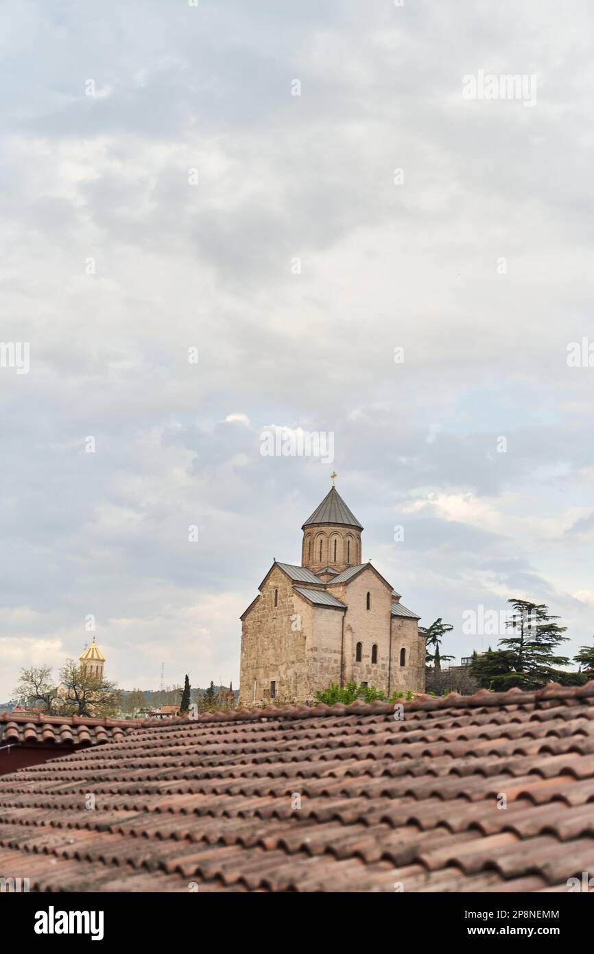 View of Metekhi Church in in old Tbilisi. Historical Orthodox Temple of ...