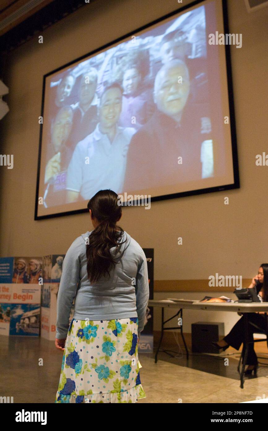 Sixth grader Saige Johnson, asks questions directly to astronauts ...