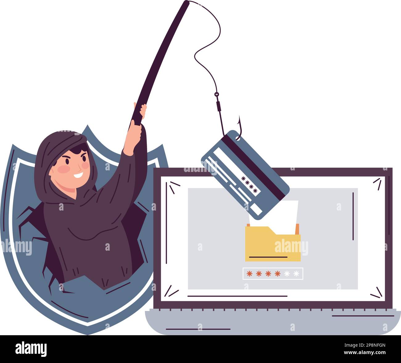 hacker fishing credit card character Stock Vector Image & Art - Alamy