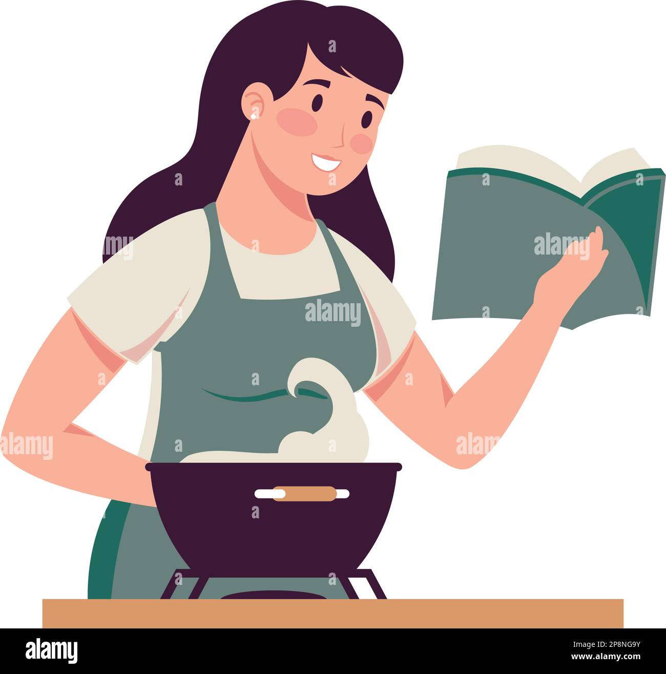 Happy woman cook book Stock Vector Images - Alamy