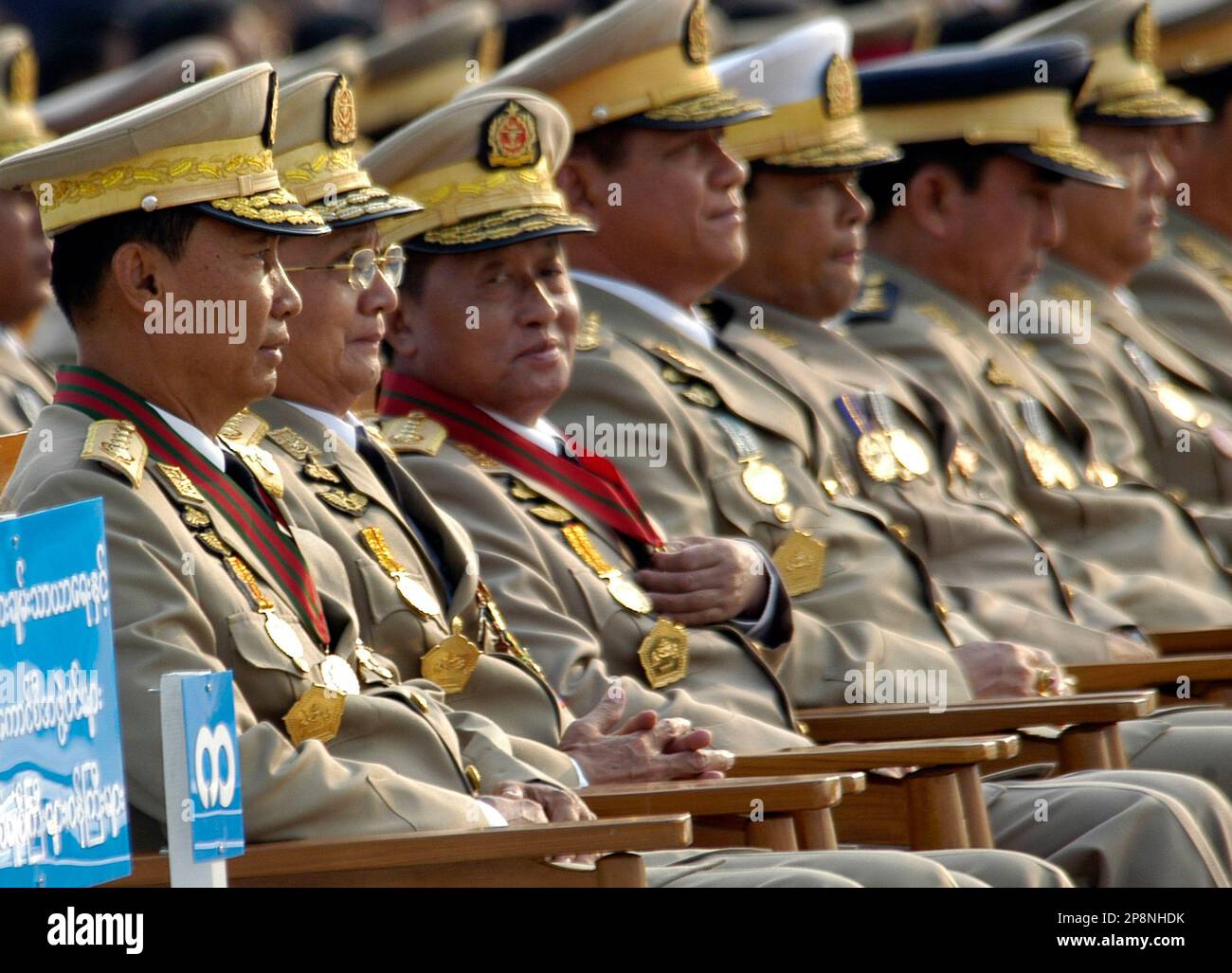 Myanmar generals attend the 64th anniversary of Armed Forces Day held ...