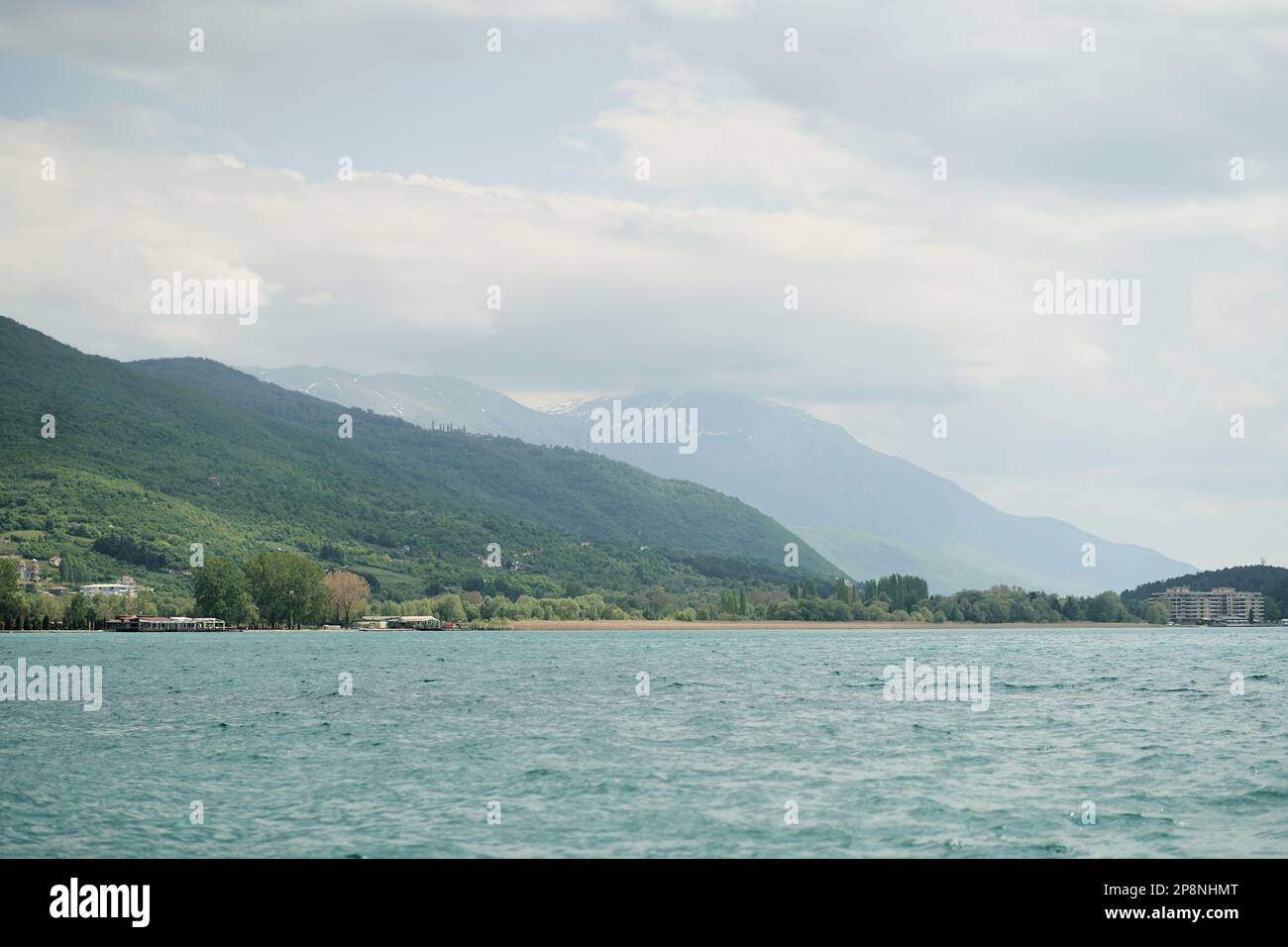 View of the beautiful lake Ohrid in the city of Ohrid. North Macedonia ...