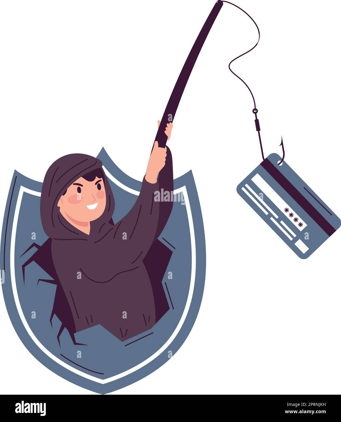 hacker in shield fishing credit card character Stock Vector Image & Art ...