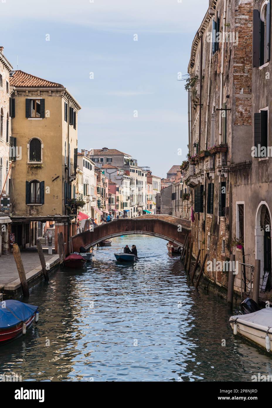 architectural detail of an old brick bridge in Venice, Italy Stock ...